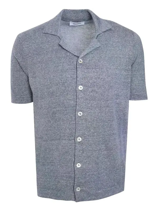 GRAN SASSO Short-sleeve Buttoned Shirt - Blue