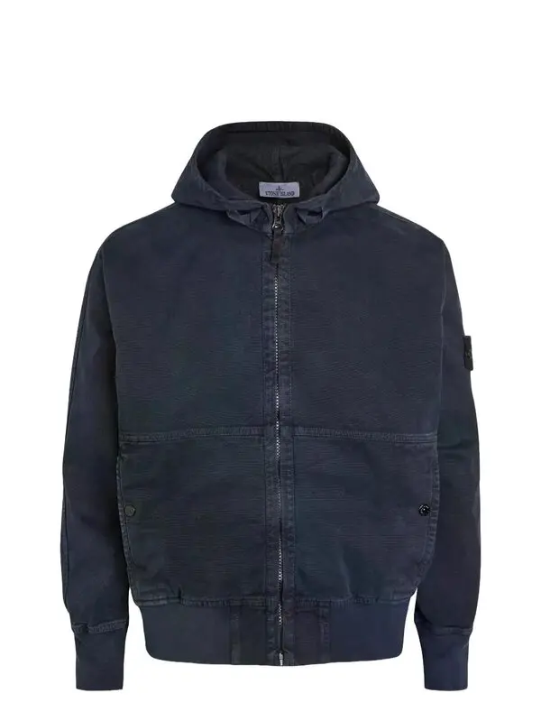 Stone Island Zip-up Panelled Hoodie - Blue