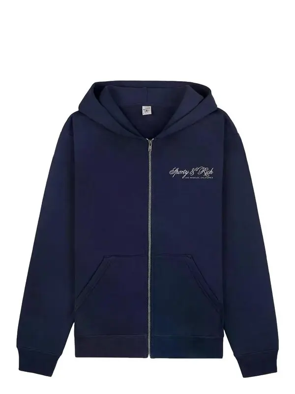 SPORTY & RICH Zip Hooded Jacket - Blue