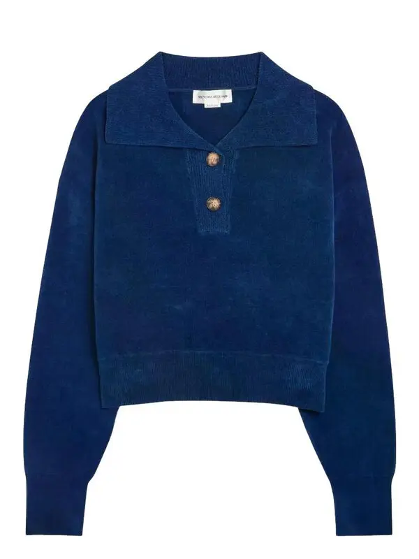 Victoria Beckham Long-sleeve Polo Shirt - Blue