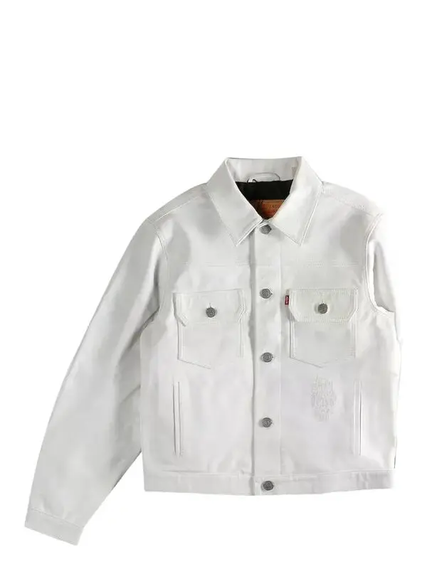 StÜssy Levi's Buttoned Flap-pocket Leather Jacket - White