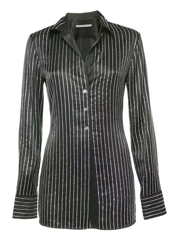 ALEXANDER WANG Embellished-stripes Shirt - Black