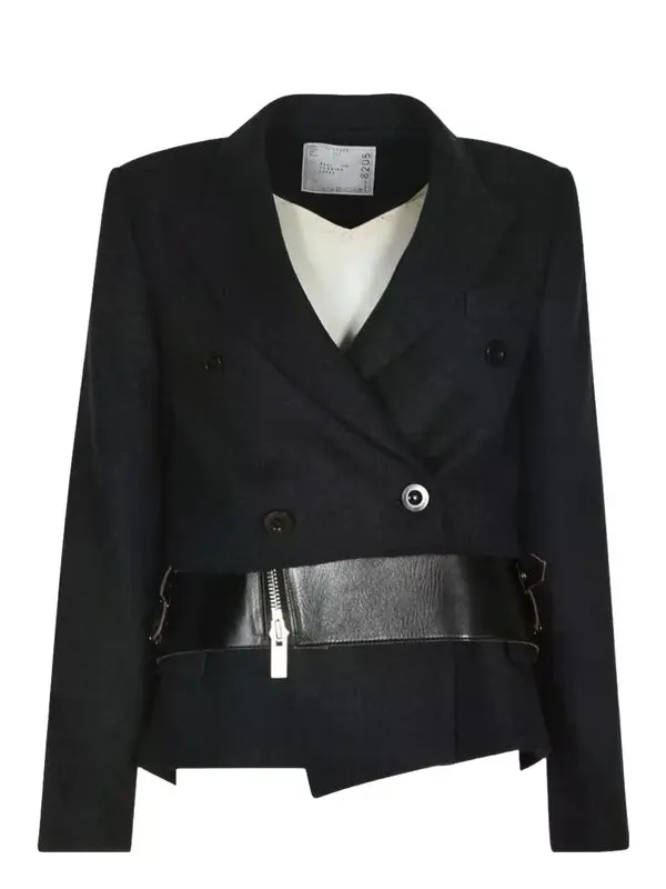 Sacai Double-breasted Belted Blazer - Black