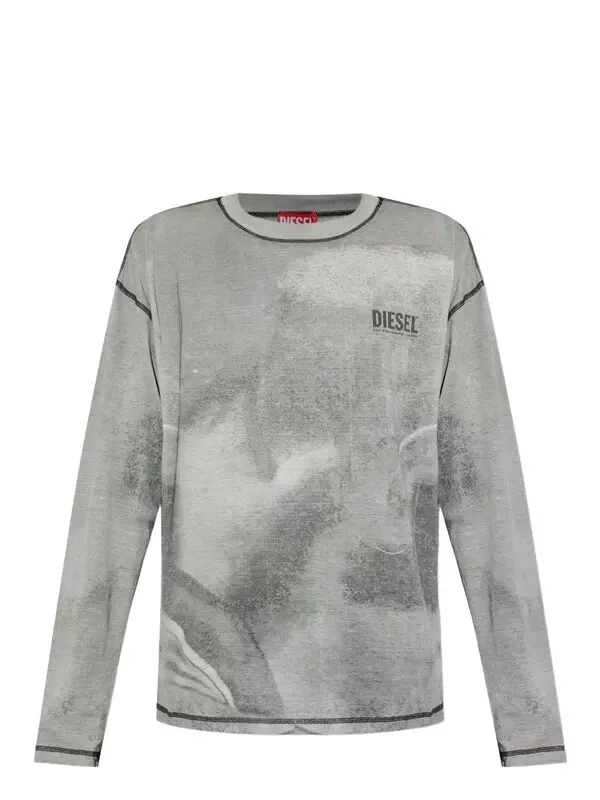 DIESEL® Logo-print Long-sleeve T-shirt - Grey