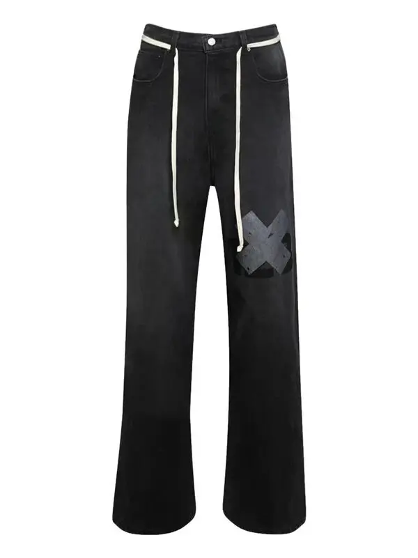 RRR123 Rose Graphic Denim Jeans - Black