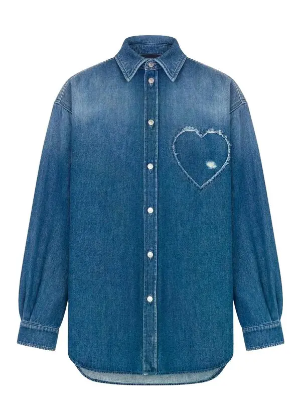 Moschino Heart-appliqué Shirt - Blue
