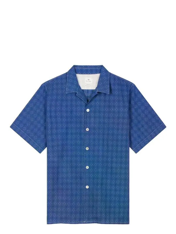 Paul Smith Camp-collar Checked Shirt - Blue