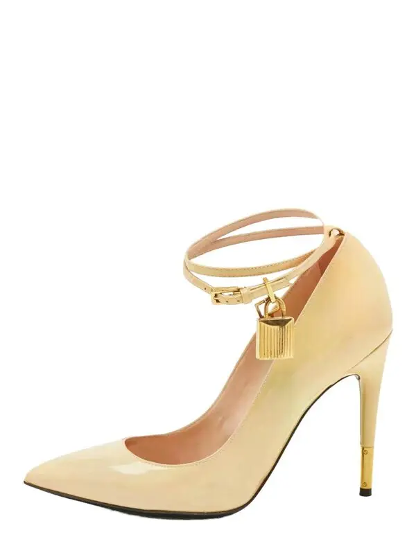 TOM FORD Padlock-detail Ankle-strap Stiletto Heel Shoes - Neutrals
