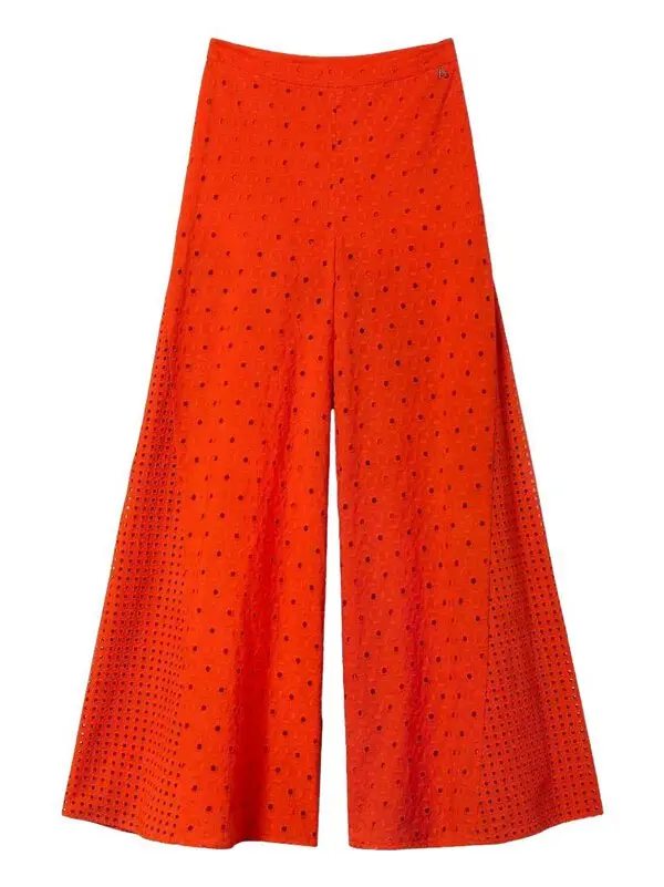 TWINSET Broderie Anglaise Palazzo Trousers - Orange