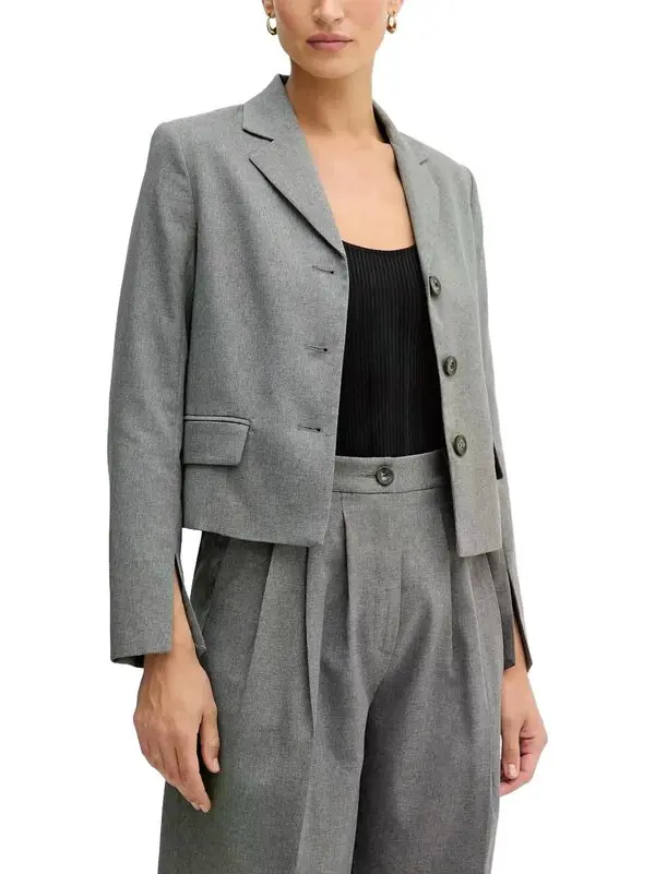 Sisley Buttoned Cropped Blazer - Grey