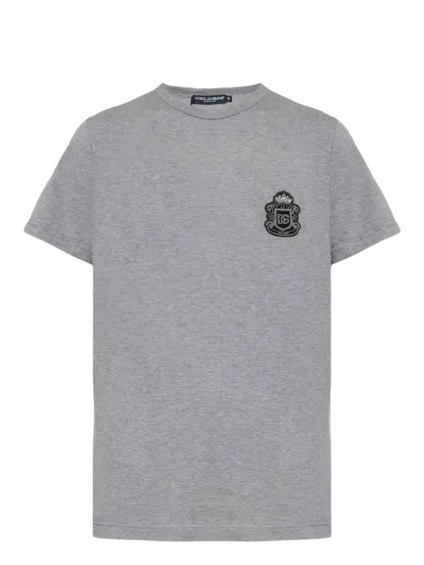 Dolce & Gabbana Logo-embroidered T-shirt - Grey