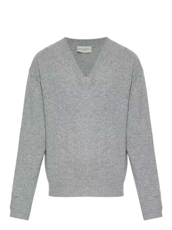 Officine Générale Manu V-neck Knitwear - Grey