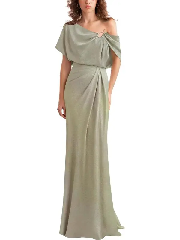 GEMY MAALOUF Asymmetrical Draped Maxi Dress - Neutrals