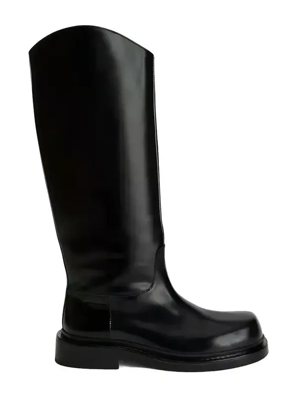JIL SANDER Leather Knee-high Platform Boots - Black