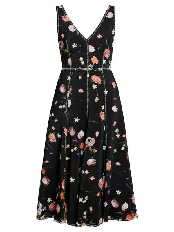 Erdem Sleeveless Floral-print Dress - Black