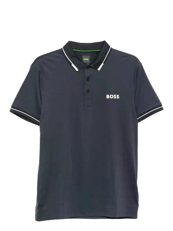 BOSS Logo-print Trimmed Polo Shirt - Blue