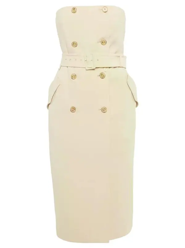 Max Mara Strapless Double-breasted Midi Dress - Neutrals
