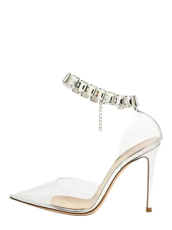 GIANVITO ROSSI Crystal-embellished Leather Heels - White