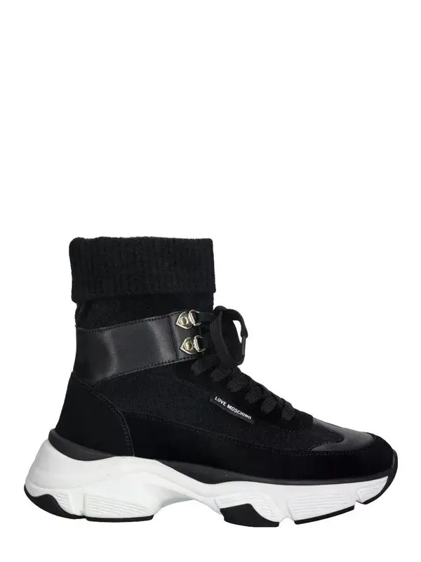 Moschino Lace-up Sock-detail Sneakers - Black