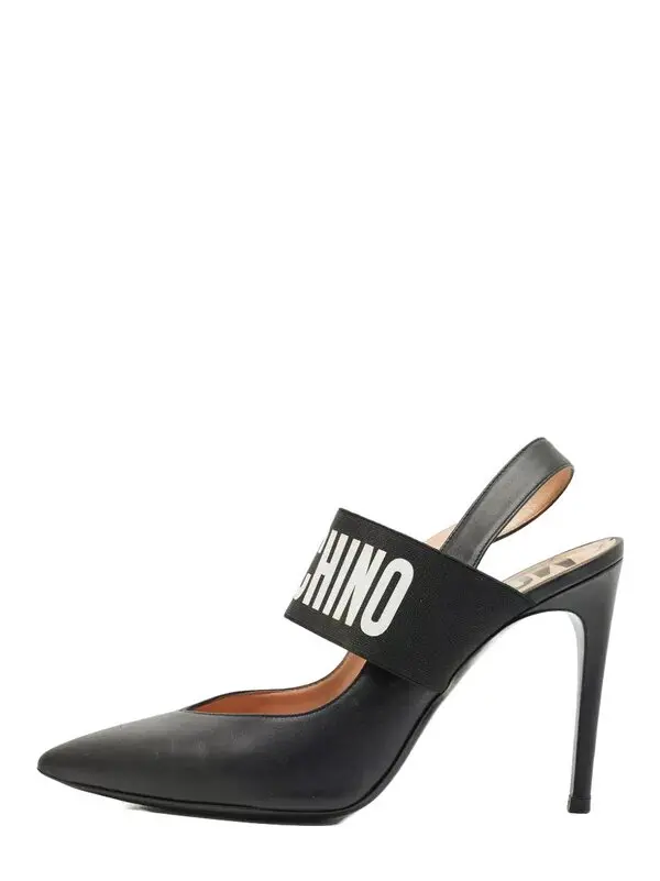 Moschino Logo Pointed Pumps - Black