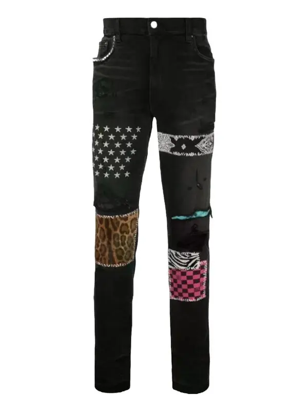 Amiri Patchwork Straight-leg Jeans - Black