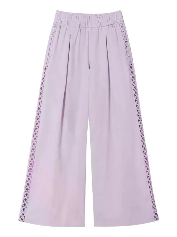 TWINSET Poplin Cut-out Palazzo Trousers - Purple