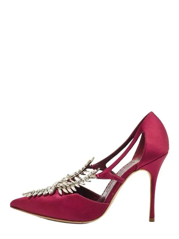 Manolo Blahnik Lala Embellished Satin Court Shoes - Red