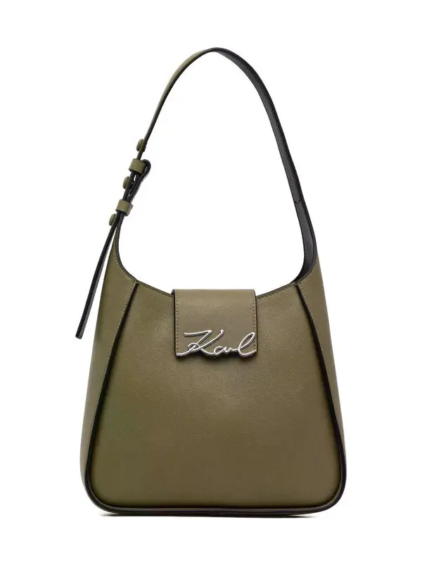 Karl Lagerfeld Logo-lettering Leather Shoulder Bag - Green