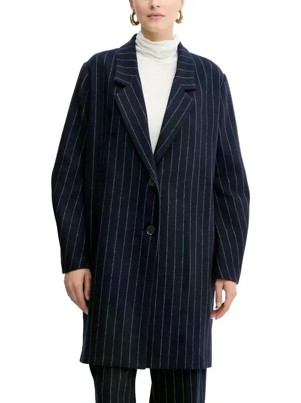 Liviana Conti Richard Pinstripe Button Coat - Blue