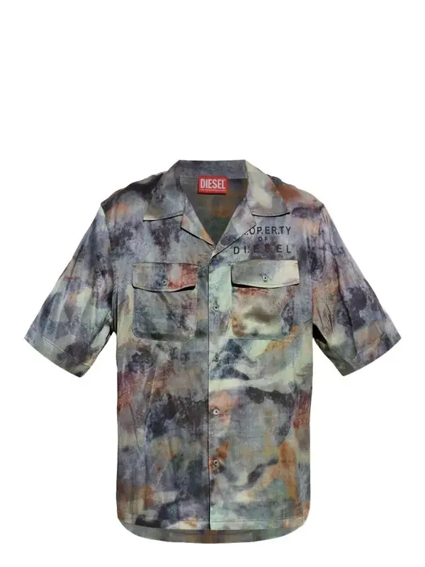 DIESEL Abstract-print Short-sleeve Shirt - Grey