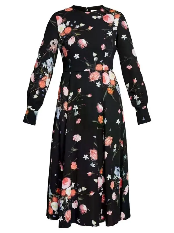 Erdem Floral-print Midi Dress - Black