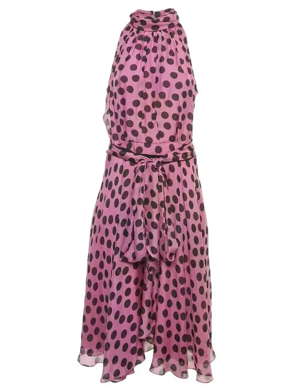 Carolina Herrera Vintage Silk Polka-dot Midi Dress - Pink