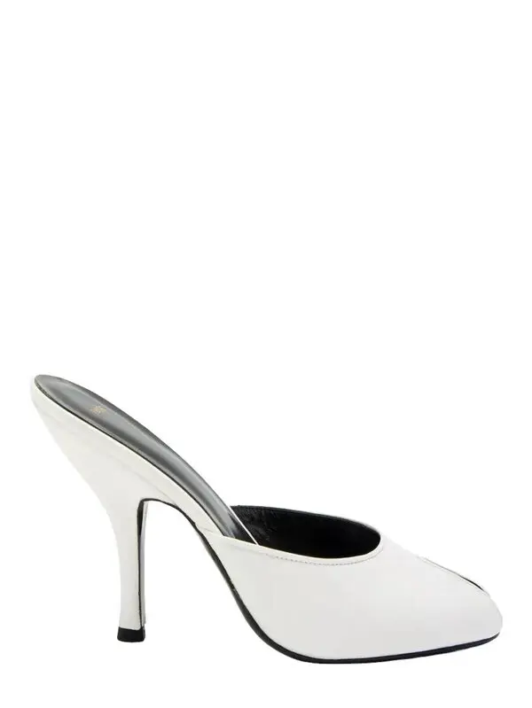 JUDE Date Peep-toe Leather Mules - White