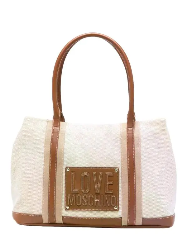 Moschino Logo-plaque Tote Bag - Neutrals
