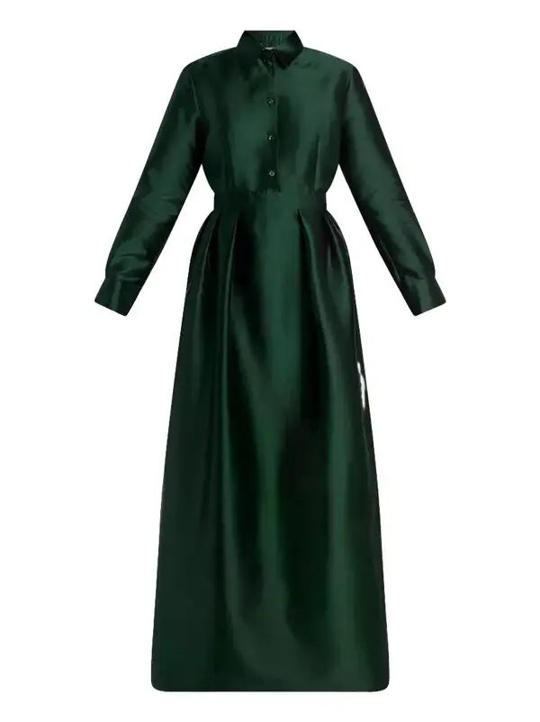 GRETA CONSTANTINE Pleated Shirt Dress - Green