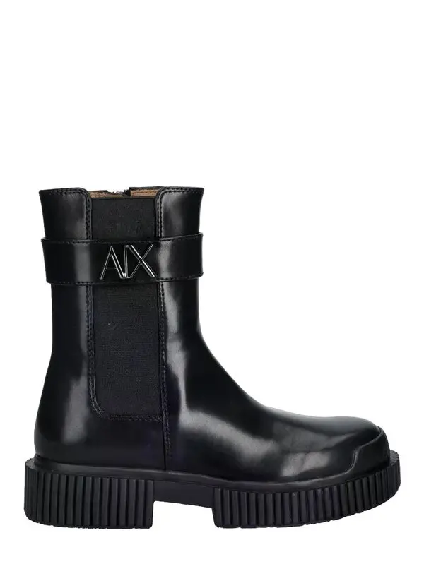 Armani Exchange Logo-plaque Boots - Black