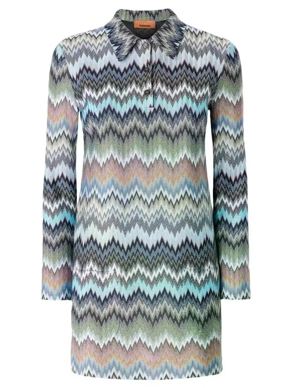 Missoni Zigzag Collar Mini Dress - Blue