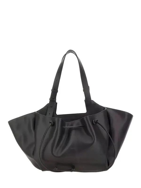 MANDELLI Lotus Leather Tote Bag - Black