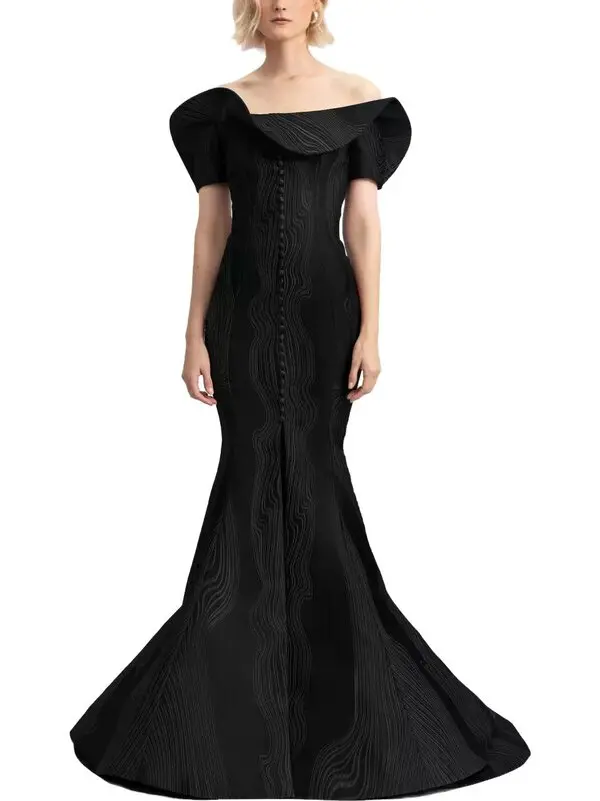 GEMY MAALOUF Draped Off-shoulder Maxi Dress - Black