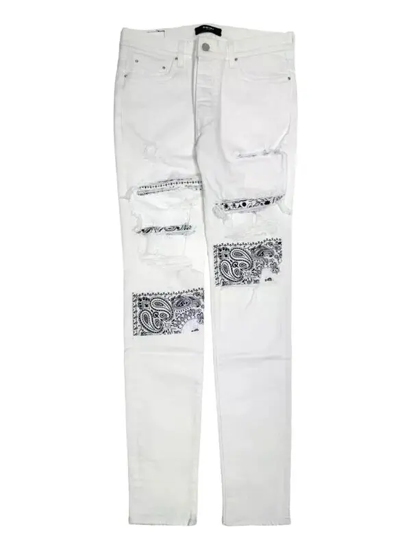 Amiri Bandana-patch Jeans - White