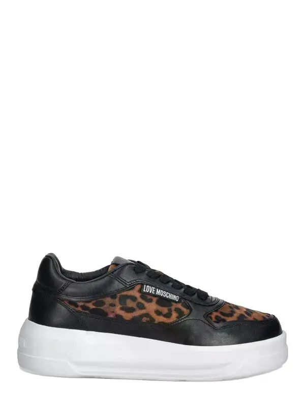 Moschino Leopard-print Platform Sneakers - Black