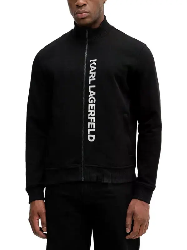 Karl Lagerfeld Zip-up Logo Sweatshirt - Black