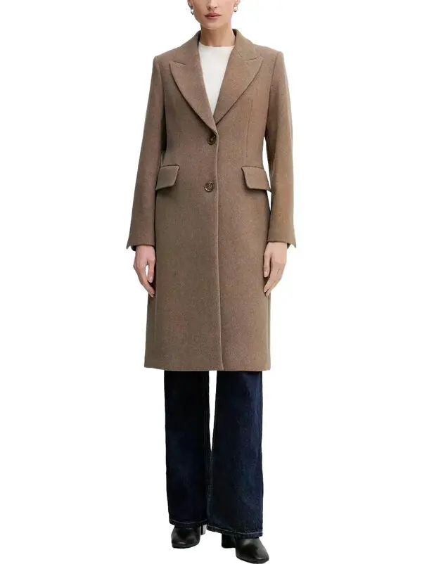 Sisley Buttoned Flap-pockets Single-breasted Coat - Brown