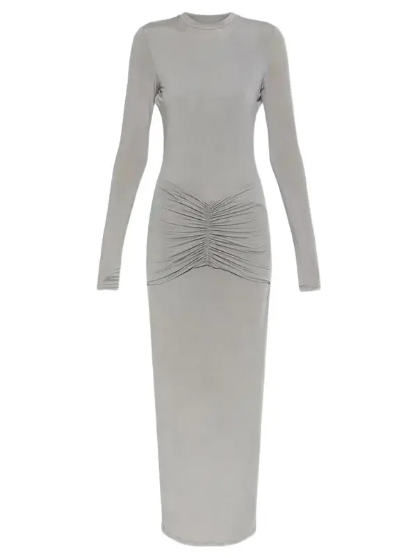 Balmain Ruched Open-back Maxi Dress - Grey