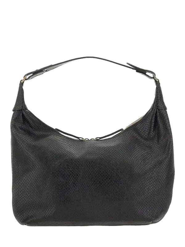 MANDELLI Croissant Leather Shoulder Bag - Black