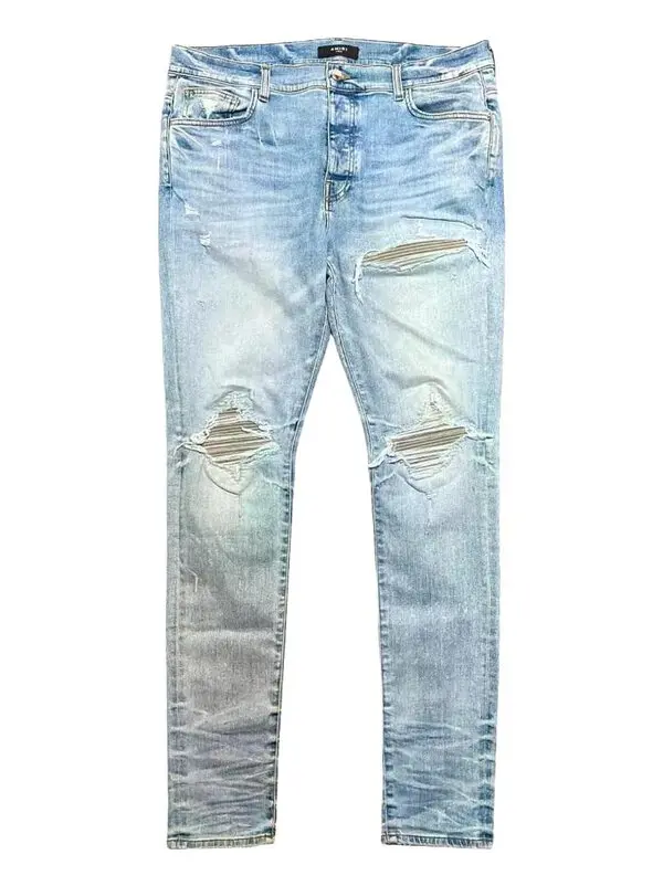 Amiri Distressed Straight-leg Jeans - Blue