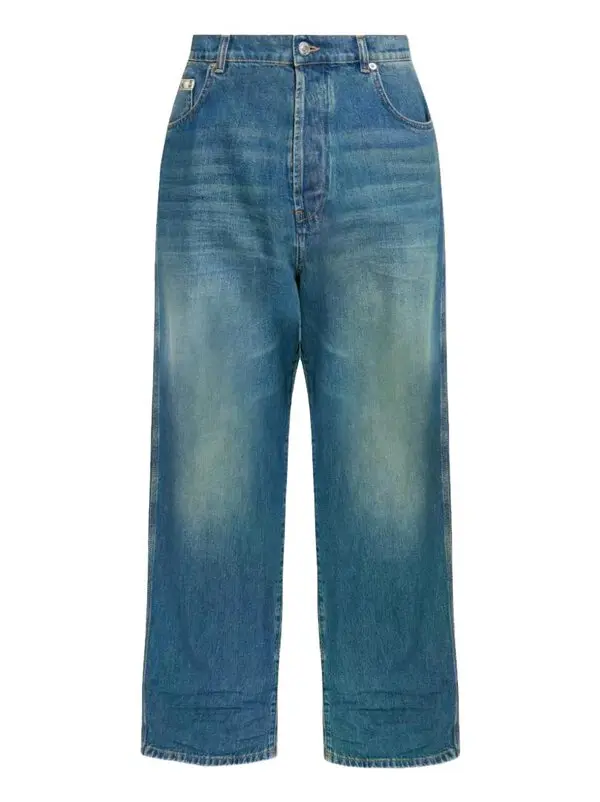 Moschino Wide-leg Jeans With Logo Detail - Blue