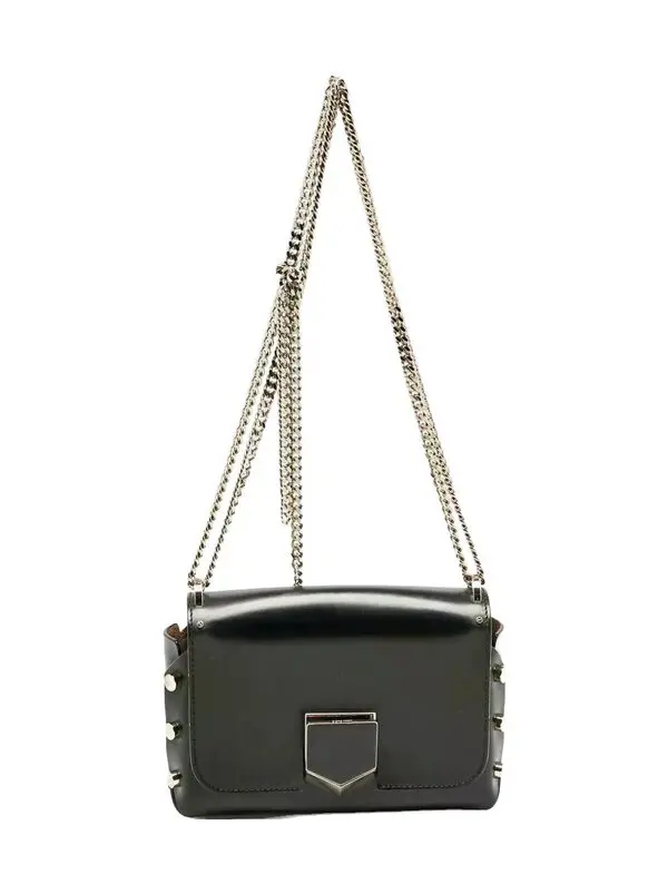 JIMMY CHOO Lockett City Leather Shoulder Bag - Black