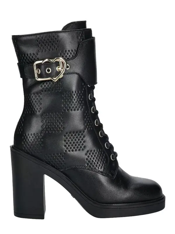 Moschino Heart-buckle Heeled Boots - Black
