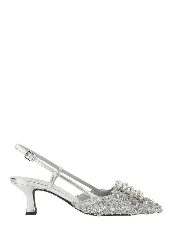Roberto Festa 55mm Stefi Slingback Pumps - Silver